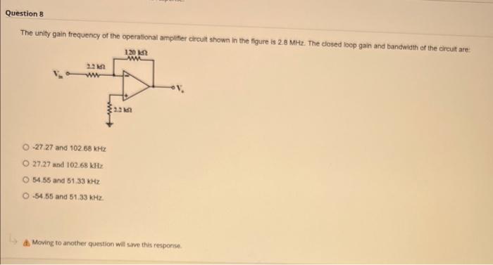Solved The unity gain frequency of the operational ampifier | Chegg.com