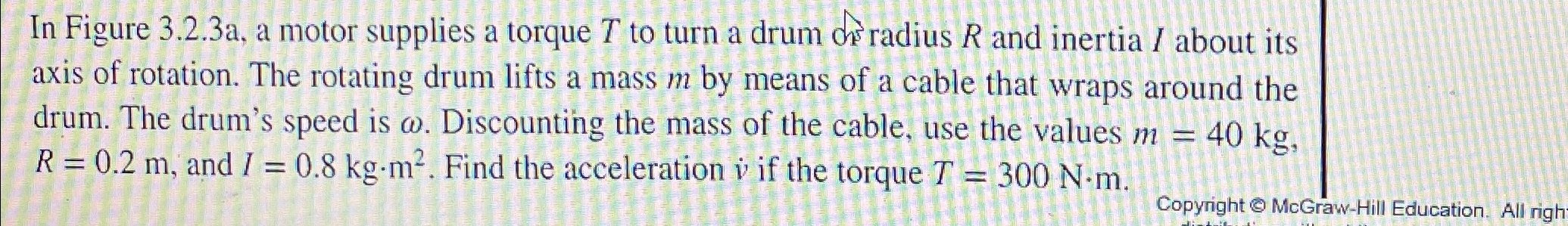 Solved In Figure 3.2.3a, ﻿a motor supplies a torque T ﻿to | Chegg.com
