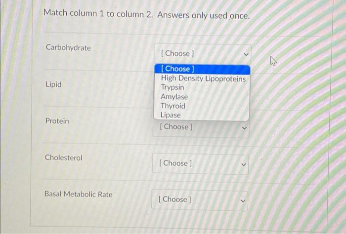 Solved Match column 1 to column 2. Answers only used once. | Chegg.com