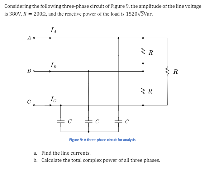 Solved Considering the following three-phase circuit of | Chegg.com
