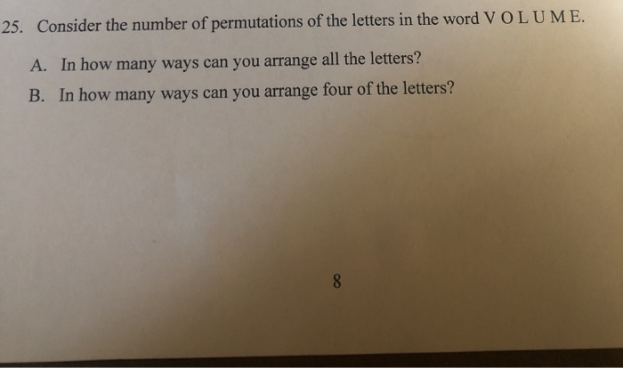 Solved 25. Consider the number of permutations of the | Chegg.com