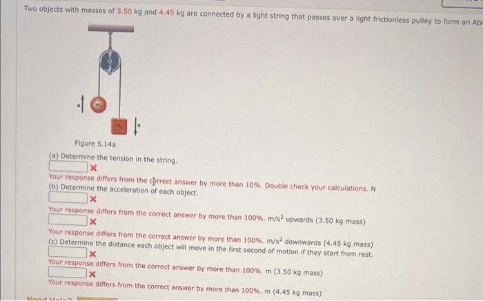 Solved Two Objects With Masses Of 3 50 Kg And 4 45 Kg Are