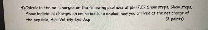 Solved 4)Calculate the net charges on the following peptides | Chegg.com