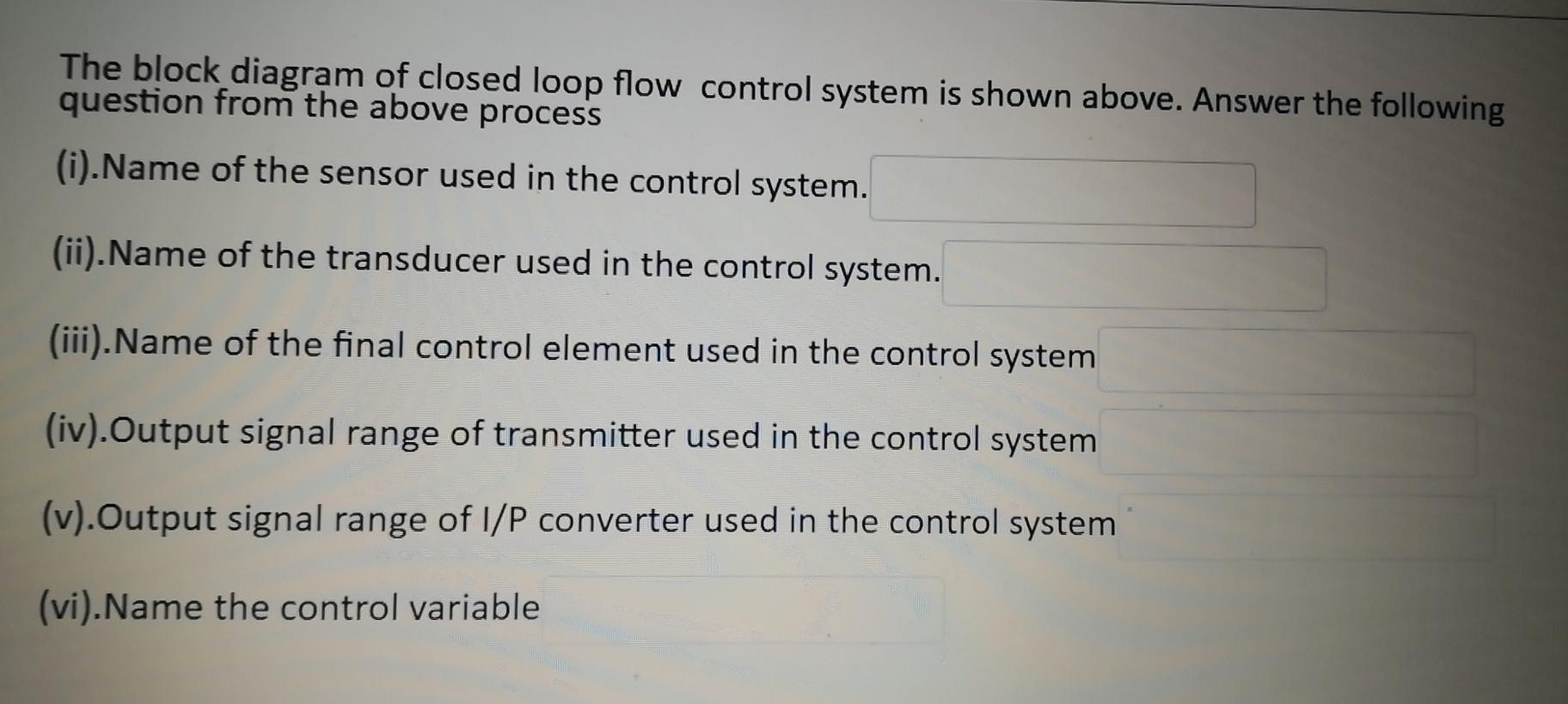 Solved The block diagram of closed loop flow control system | Chegg.com