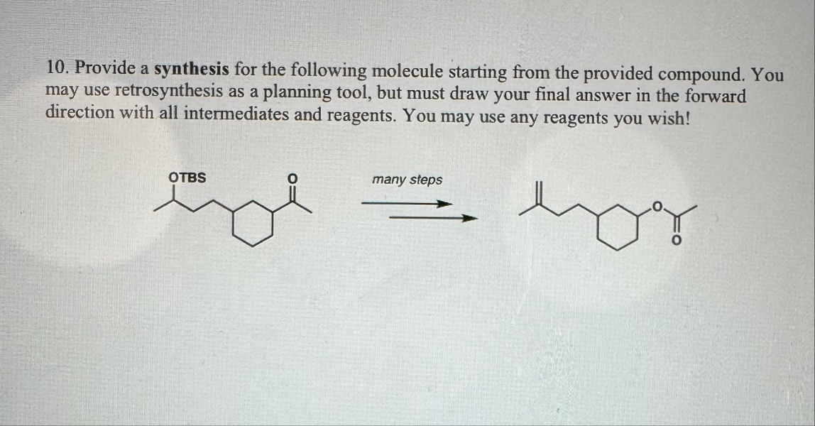 Solved Provide a synthesis for the following molecule | Chegg.com