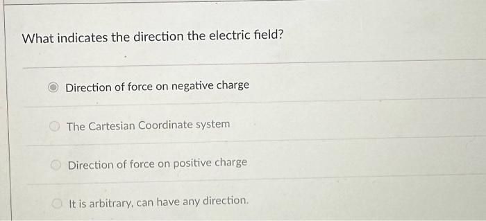 Solved What indicates the direction the electric field? | Chegg.com