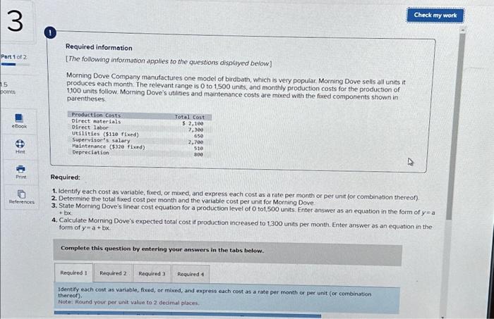 Solved 3 Part 1 of 2 1.5 points eBook Hint Print References | Chegg.com