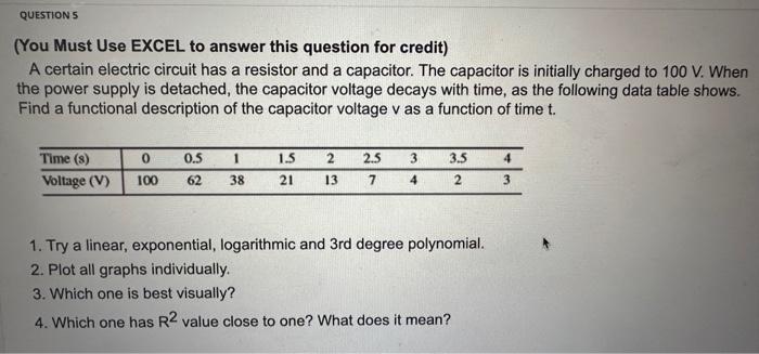Solved (You Must Use EXCEL to answer this question for | Chegg.com