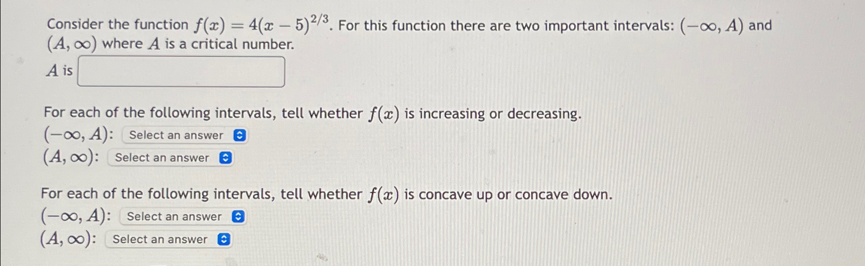 Solved Consider the function f(x)=4(x-5)23. ﻿For this | Chegg.com