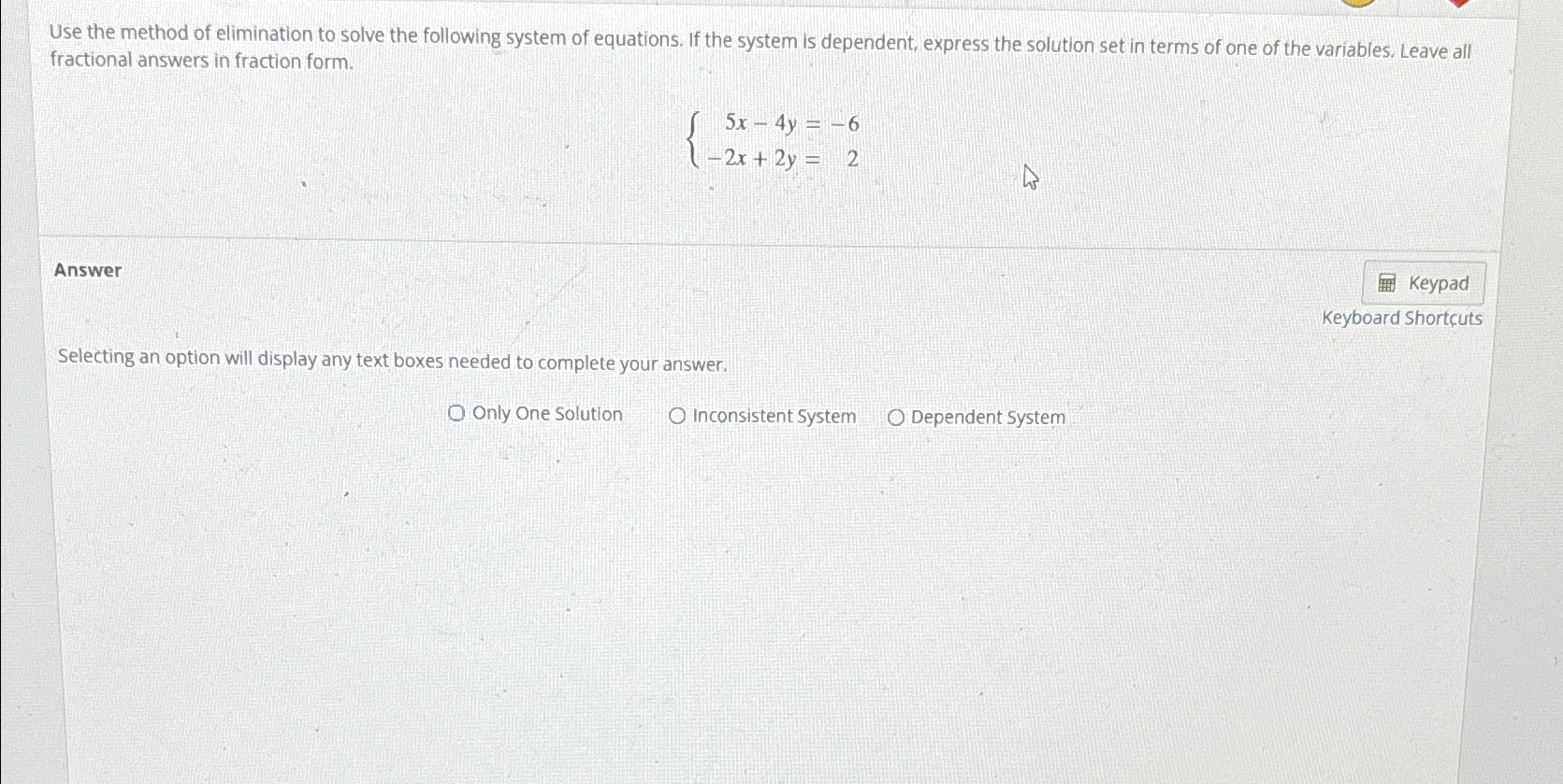 Solved Use the method of elimination to solve the following | Chegg.com