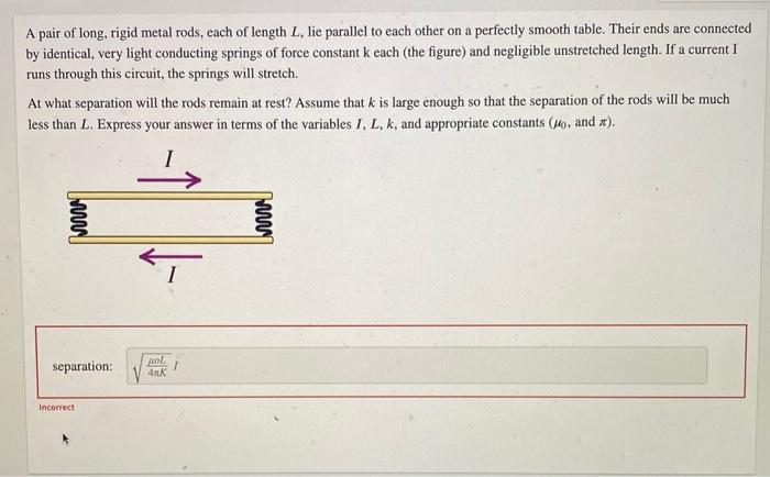 Solved A pair of long, rigid metal rods, each of length L, | Chegg.com