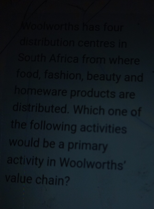 Solved Woolworths has four distribution centres in South | Chegg.com