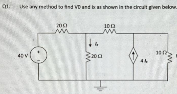 Solved Q1. Use any method to find V0 and ix as shown in the | Chegg.com