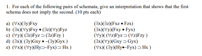 Solved For each of the following pairs of schemata, give an | Chegg.com
