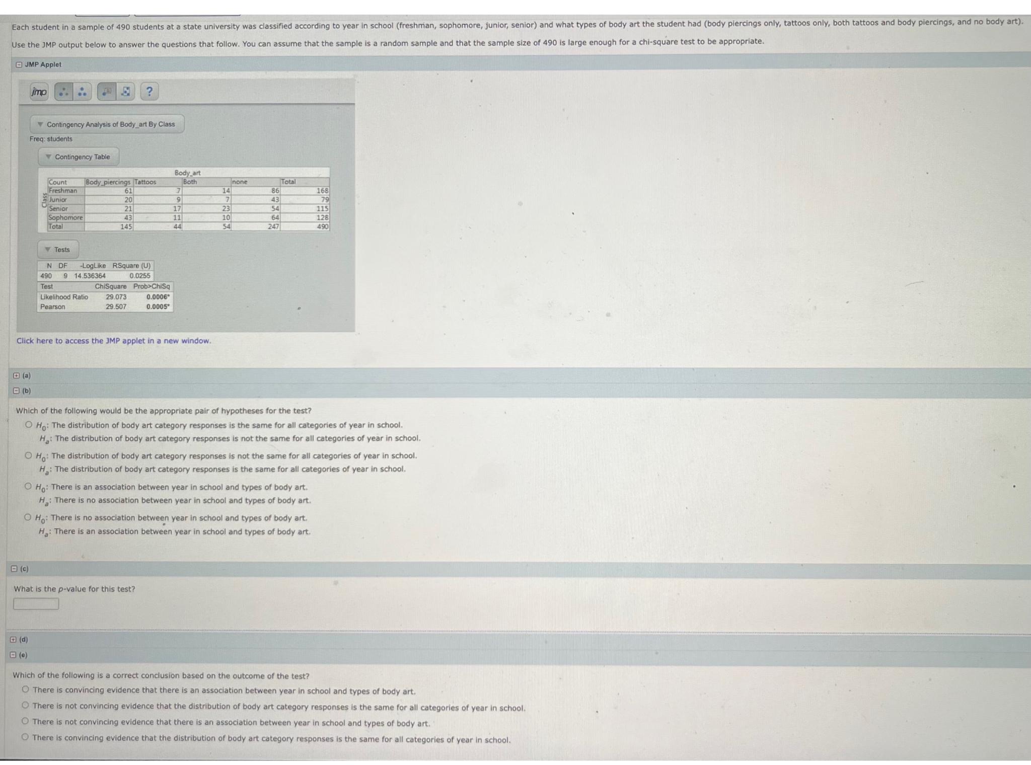 Solved ﻿JMP Applet ﻿jimo ∴∴& ? ﻿₹ ﻿Contingency Analysis of | Chegg.com