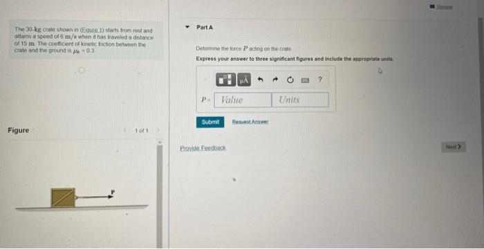 Solved The 30-keg crate shown in (Equte.t) starts from rest | Chegg.com