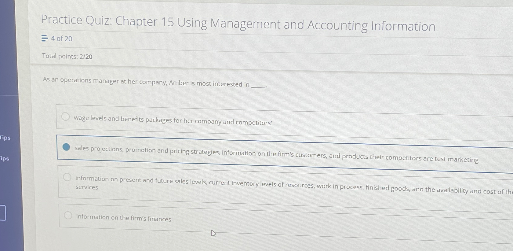 Solved Practice Quiz: Chapter 15 ﻿Using Management and | Chegg.com