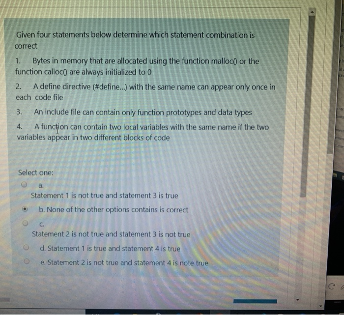 Solved Given four statements below determine which statement | Chegg.com