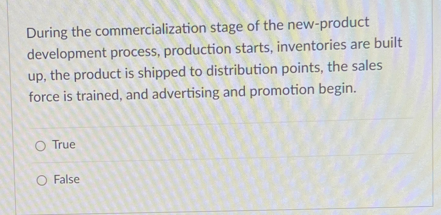Solved During the commercialization stage of the new-product | Chegg.com