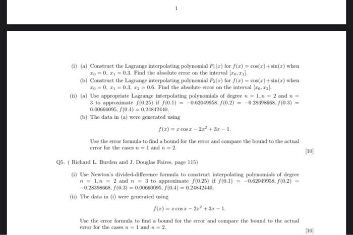 Solved I A Construct The Lagrange Interpolating 