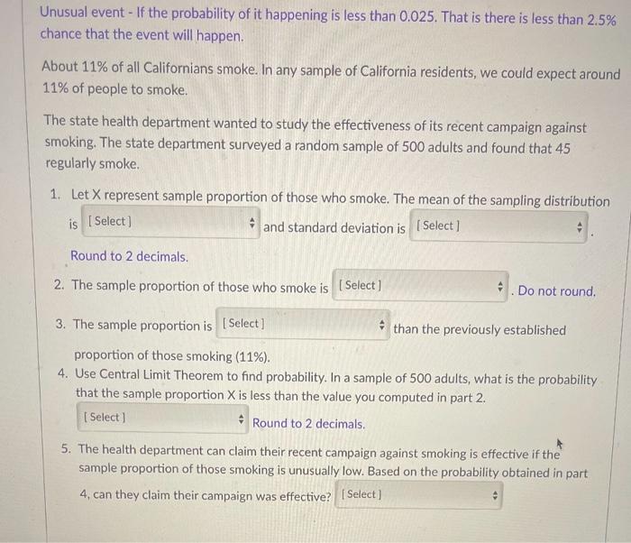 Solved Unusual event - If the probability of it happening is | Chegg.com