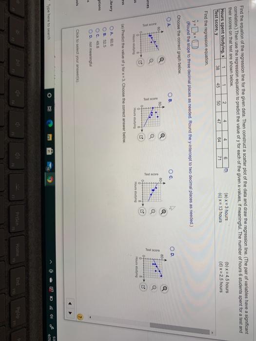 Solved 1 4 4 Find the equation of the regression line for | Chegg.com