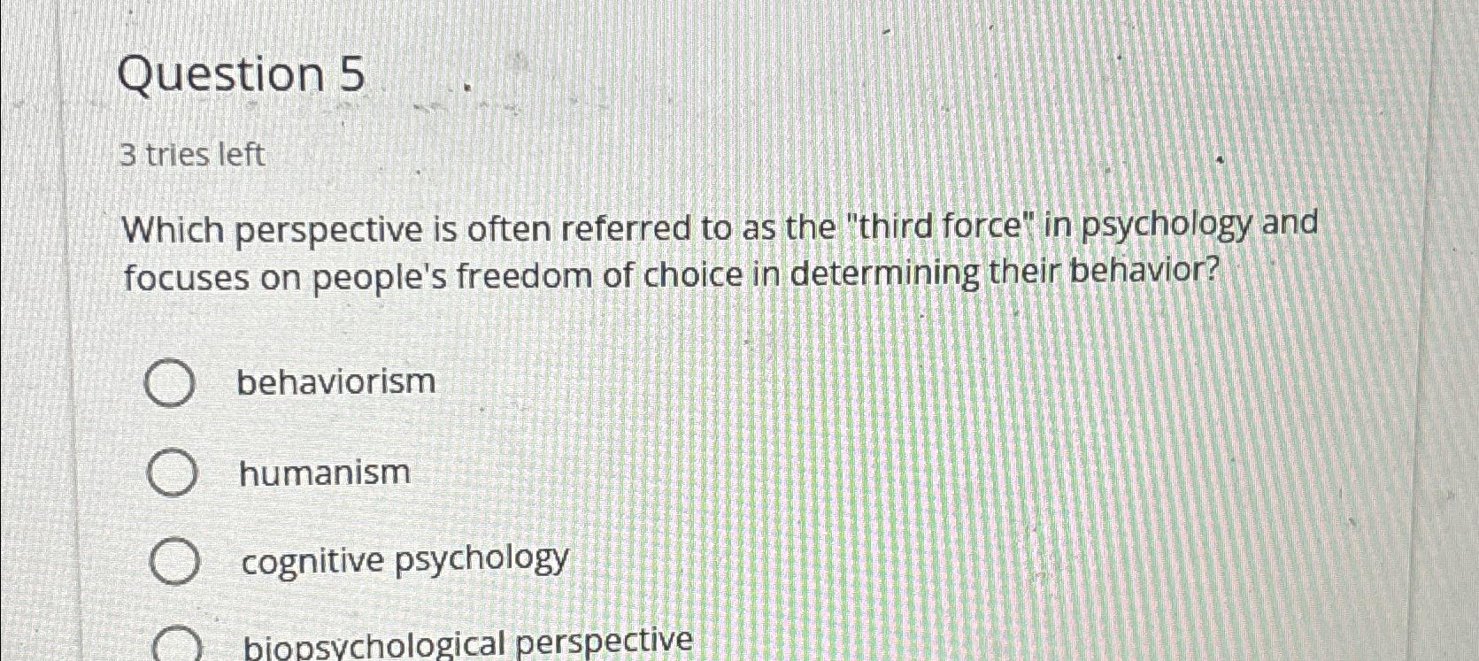 Solved Question 53 ﻿tries leftWhich perspective is often | Chegg.com