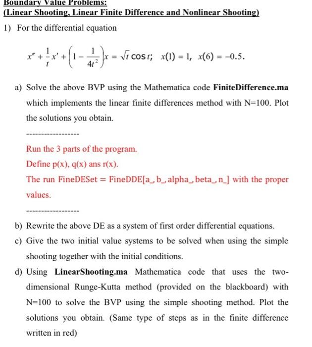 Boundary Value Problems: (Linear Shooting, Linear | Chegg.com