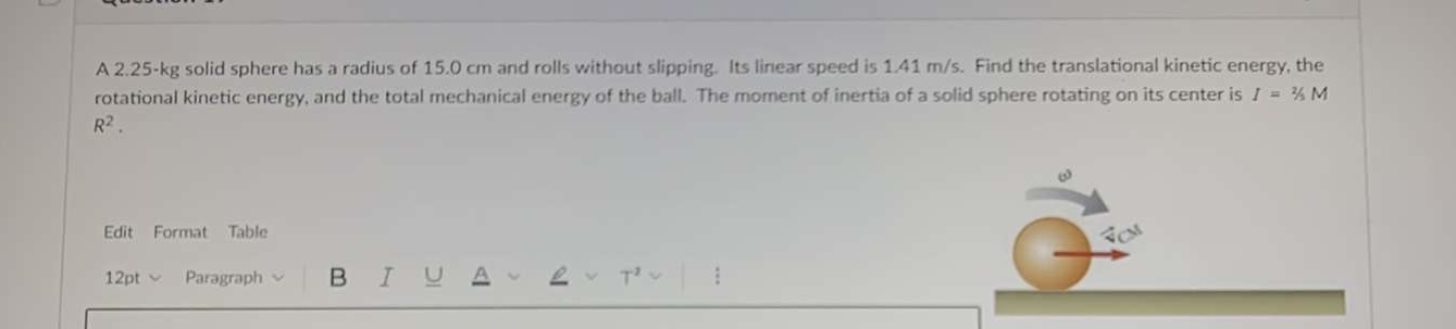 Solved A 2.25-kg ﻿solid sphere has a radius of 15.0cm ﻿and | Chegg.com