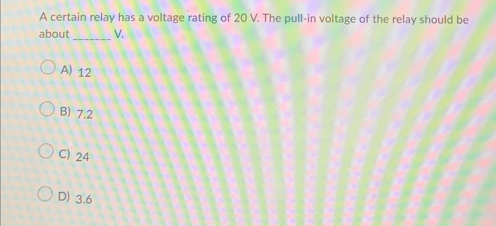 Solved A certain relay has a voltage rating of 20V. ﻿The | Chegg.com