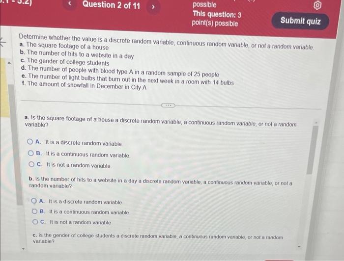 Solved Determine whether the value is a discrete random | Chegg.com