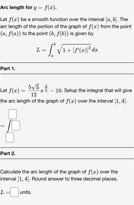 Solved Arc length for y=f(x). Let f(x) be a smooth function | Chegg.com
