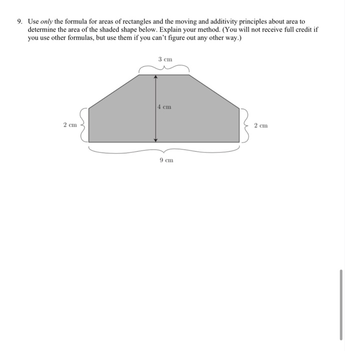Solved 9. Use only the formula for areas of rectangles and | Chegg.com