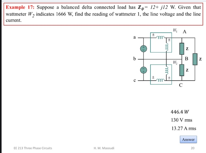 Solved Example 17: Suppose a balanced delta connected load | Chegg.com