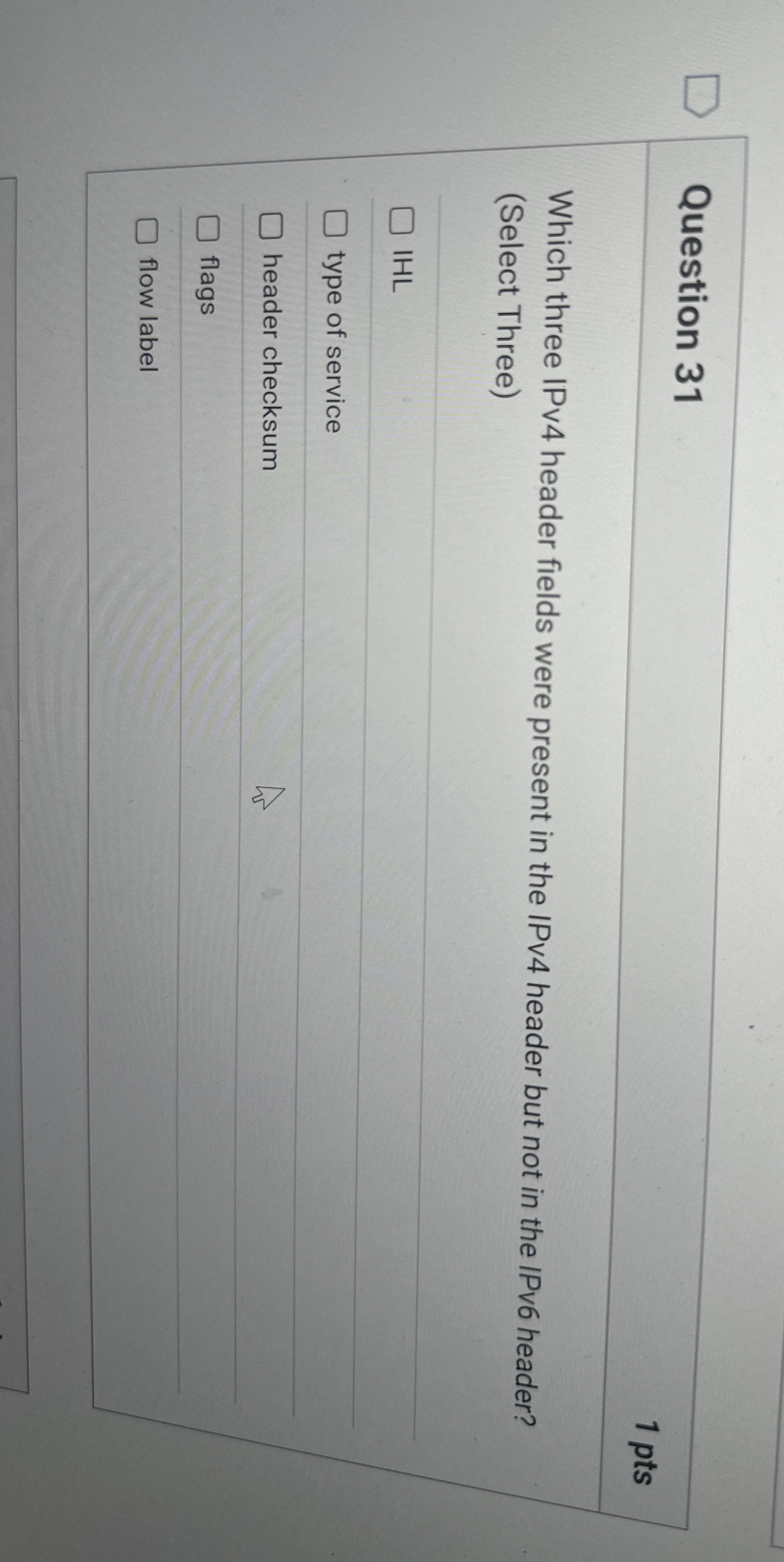 Solved Question 31Which three IPv4 ﻿header fields were | Chegg.com
