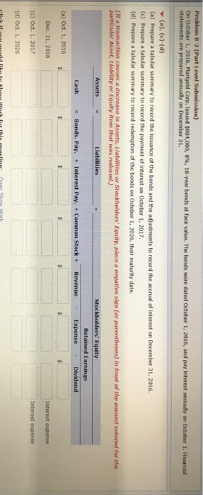 Solved Problem 8-2 (Part Level Submission) On October 1, | Chegg.com