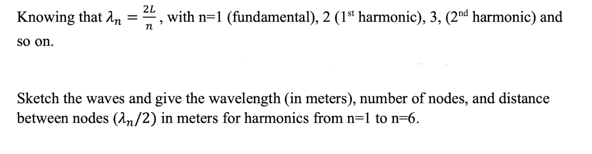 Solved Knowing that \lambda _(n)=(2L)/(n), ﻿with n=11^(st ) | Chegg.com