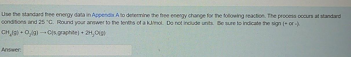 Solved Use the standard free energy data in Appendix A to | Chegg.com ...