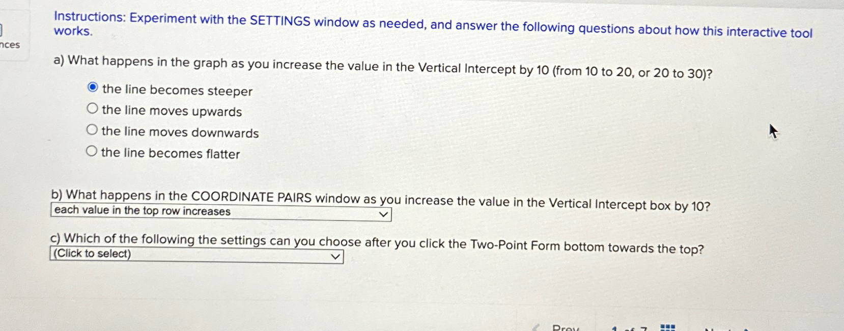 Solved Instructions: Experiment with the SETTINGS window as | Chegg.com