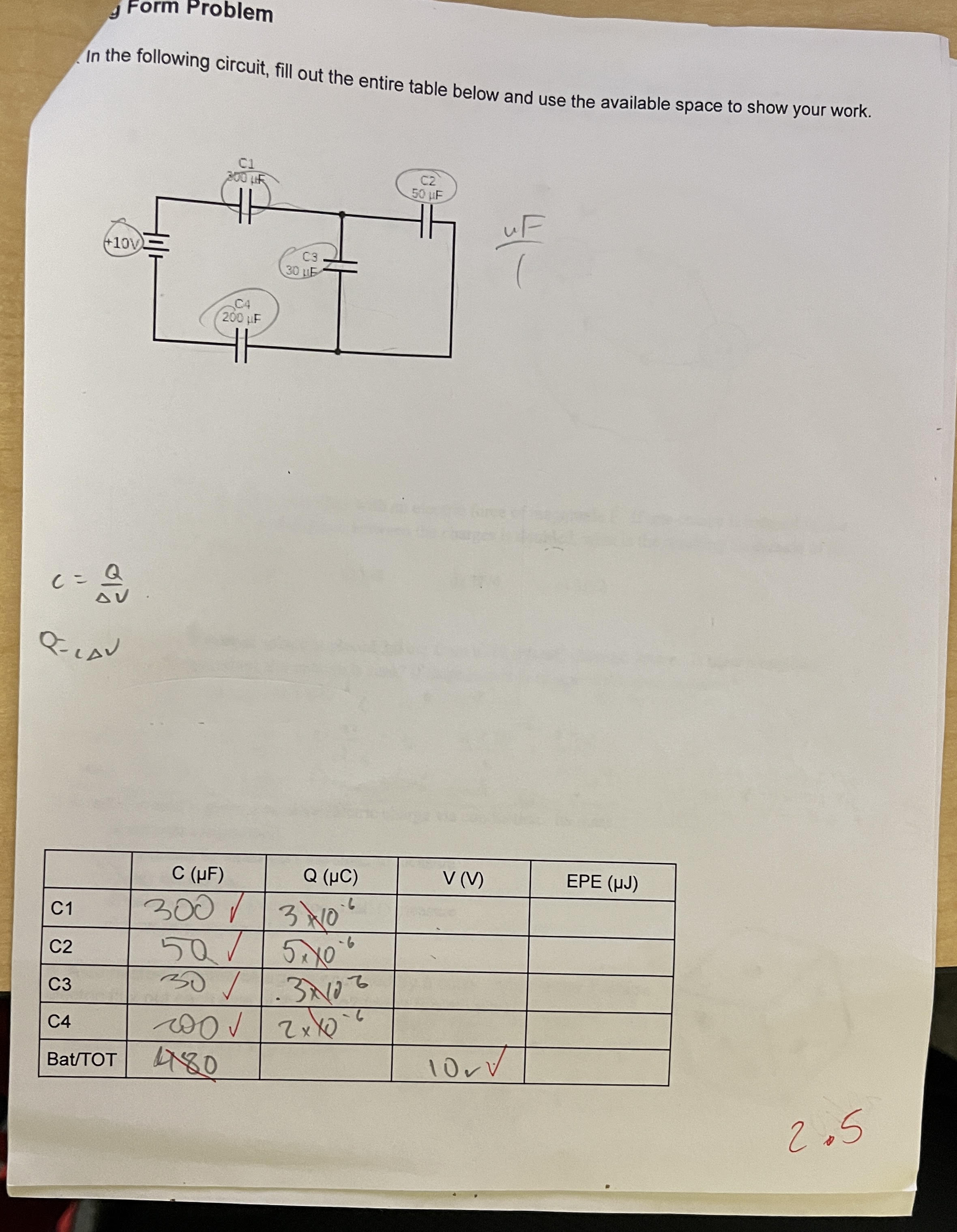Solved In ﻿the following circuit, fill out the entire table | Chegg.com