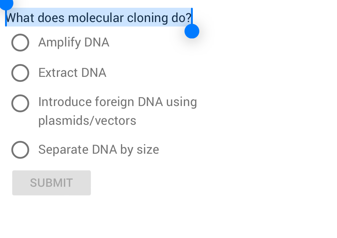Solved What does molecular cloning do?Amplify DNAExtract | Chegg.com