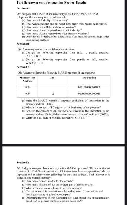 Solved Q1: Suppose the RAM for a certain computer has 256M | Chegg.com