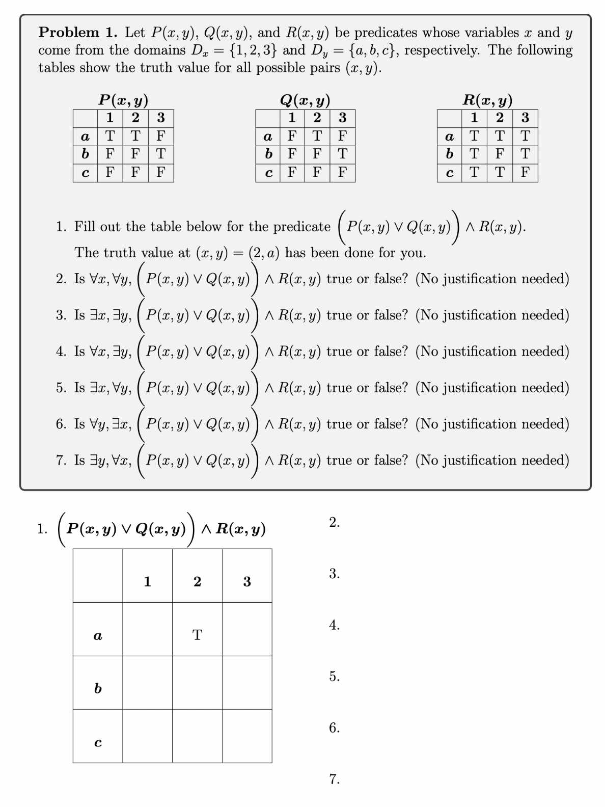Solved Problem 1. ﻿Let P(x,y),Q(x,y), ﻿and R(x,y) ﻿be | Chegg.com
