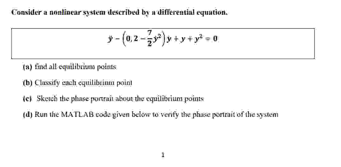 Solved Consider a nonlinear system deseribed by a | Chegg.com