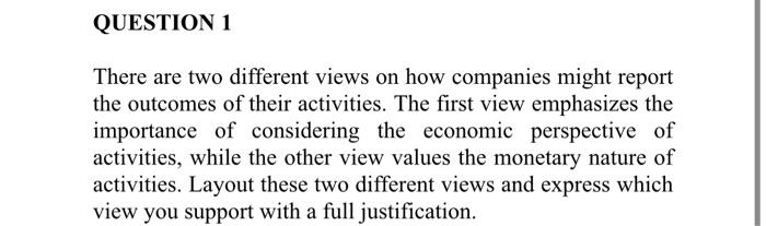 Solved QUESTION 1 There are two different views on how | Chegg.com