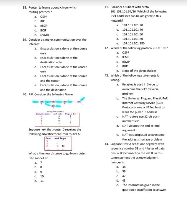 Solved Router 1 ﻿a learns about x ﻿from which routing | Chegg.com