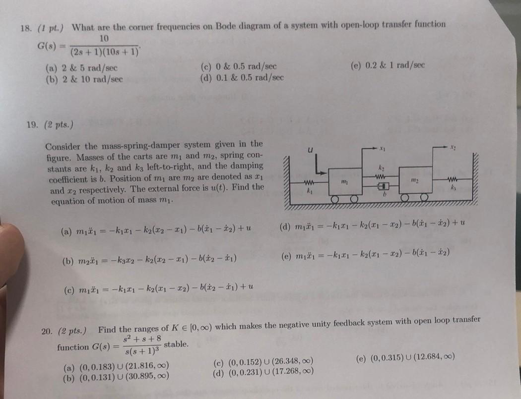 Solved 8. ( 1 pt.) What are the corner frequencies on Bode | Chegg.com