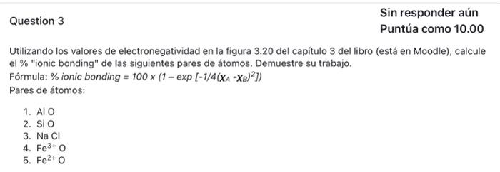 Question 3 Utilizando los valores de | Chegg.com