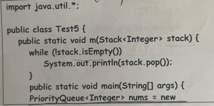 Solved public class Test5 \{ public static void m (Stack | Chegg.com