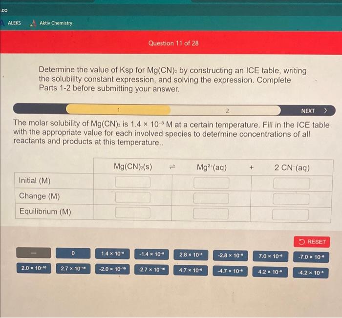 Solved Determine the value of Ksp for Mg(CN)2 by | Chegg.com
